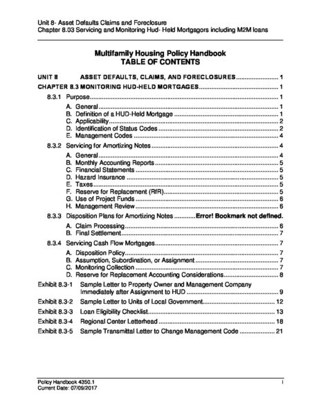 Chapter 8.03 Servicing and Monitoring HUD-Held Mortgages - NAHMA