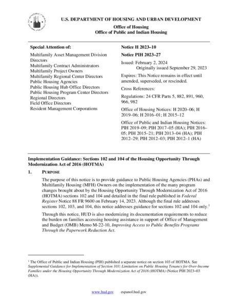 Updated Feb 2024 HUD-PIH Joint Implementation Guidance for Sections 102 ...